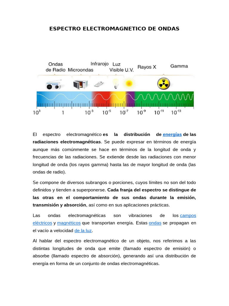 Espectro de Ondas Electromagnéticas | PDF | Espectro electromagnético ...