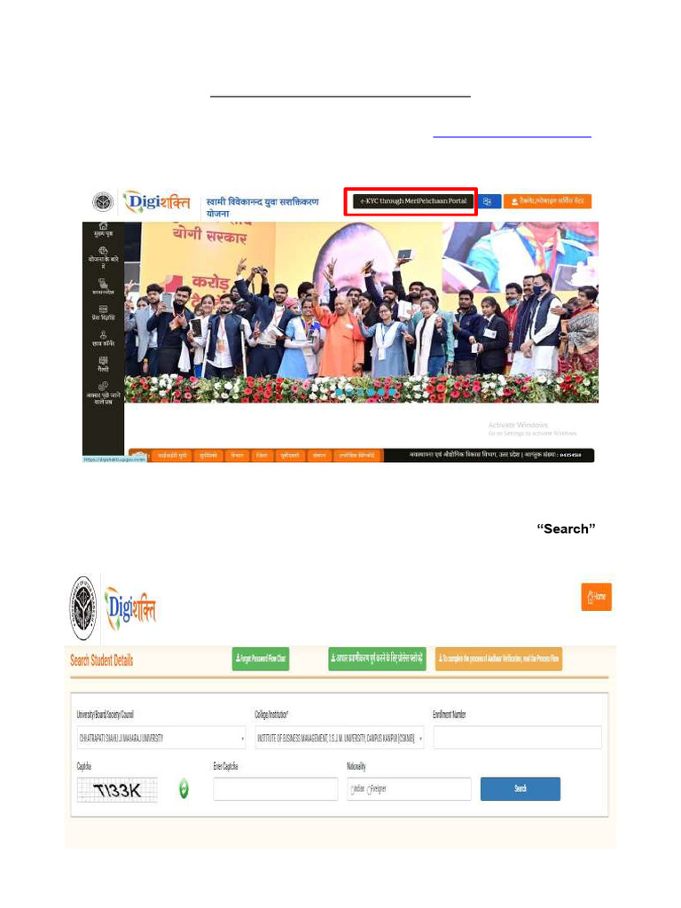 User Manual For Student Aadhaar Authentication On Digishakti Portal | PDF | Login | Computer ...