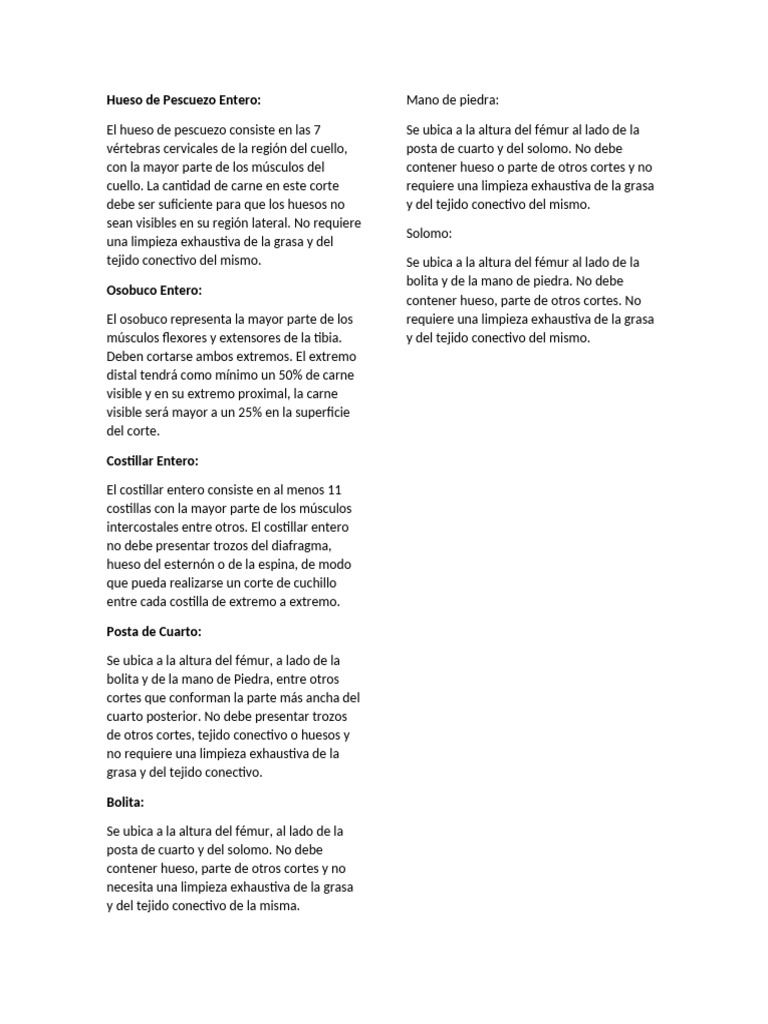 Hueso de Pescuezo: Características y Detalles | PDF