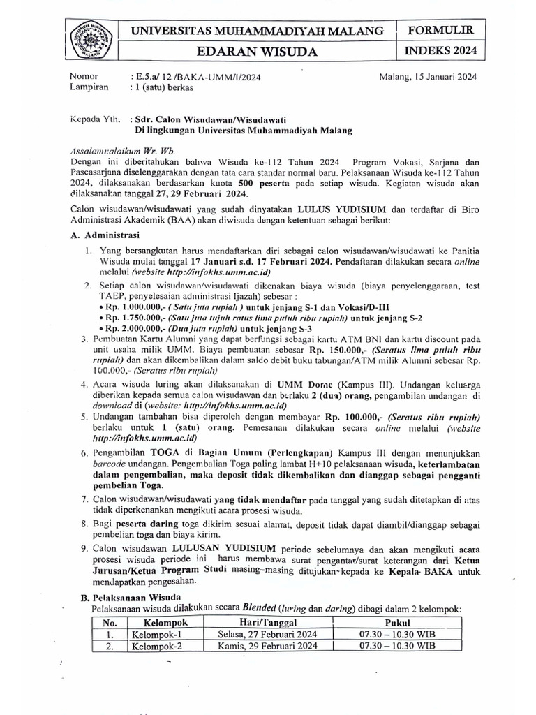 Edran Wisuda UMM Ke-112 Tahun 2024 | PDF