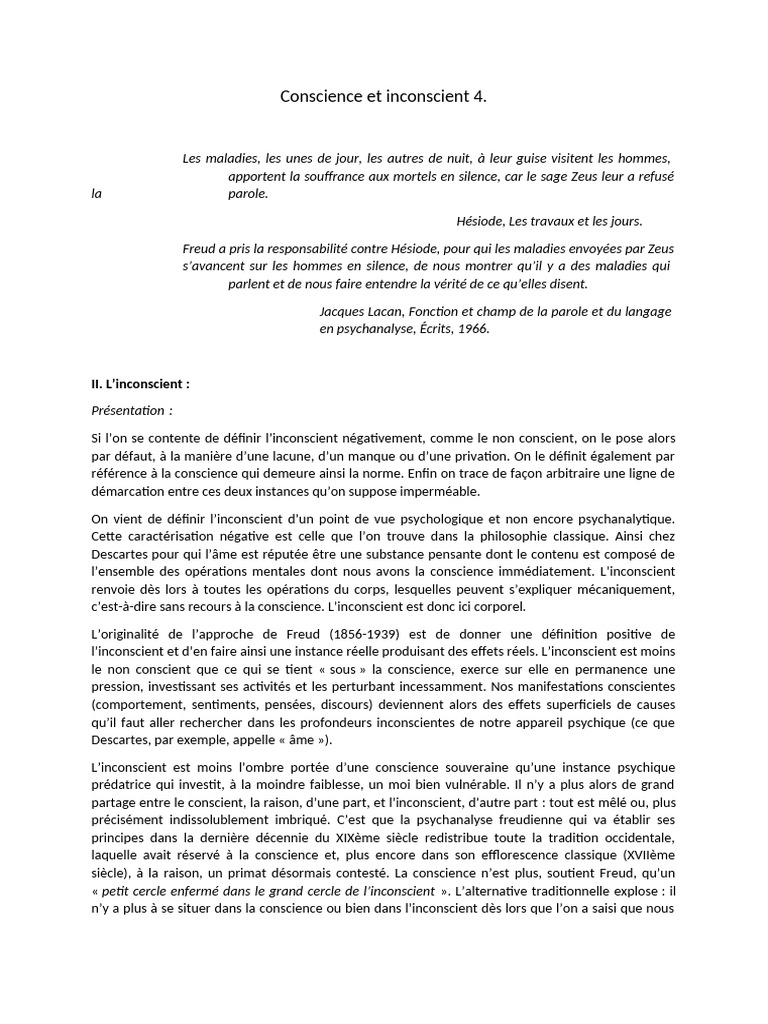 Conscience et Inconscient : Une Exploration | PDF | Inconscient ...