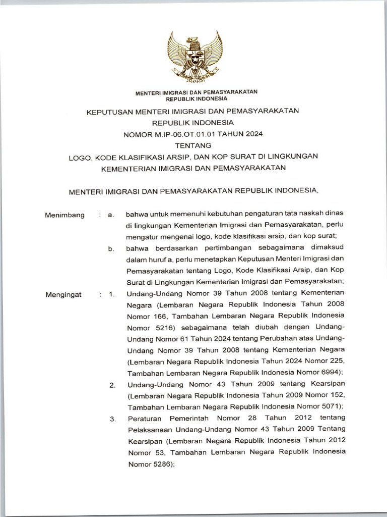 Kepmen Logo KA Kop Surat Serta Lambang Dan Cap Dinas Kemenimipas ...
