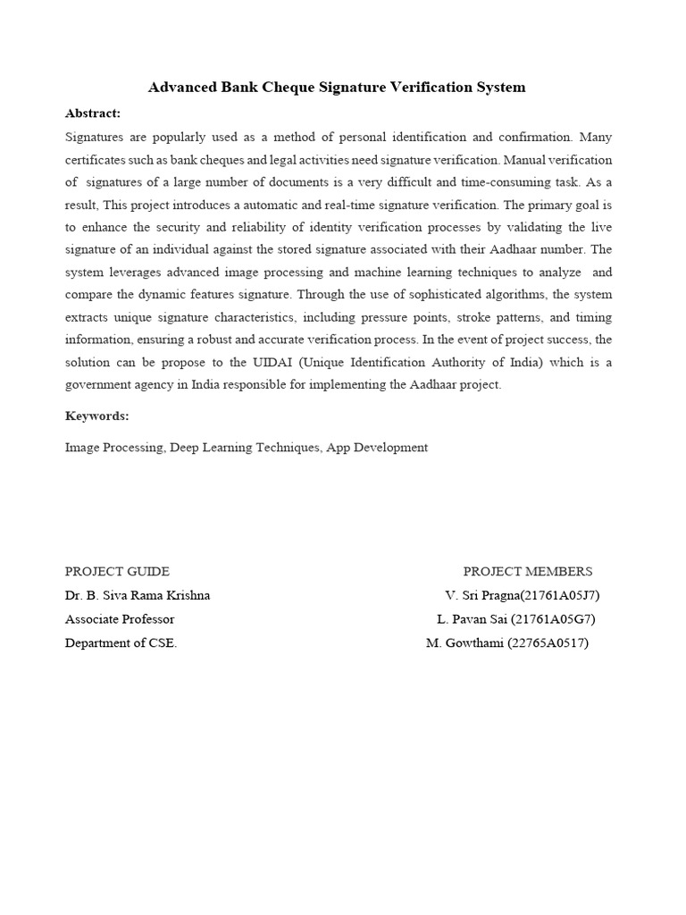 Automated Signature Verification System | PDF