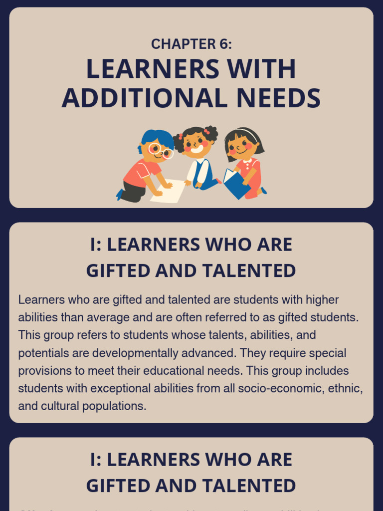 Learners With Additional Needs | PDF | Learning Disability | Speech