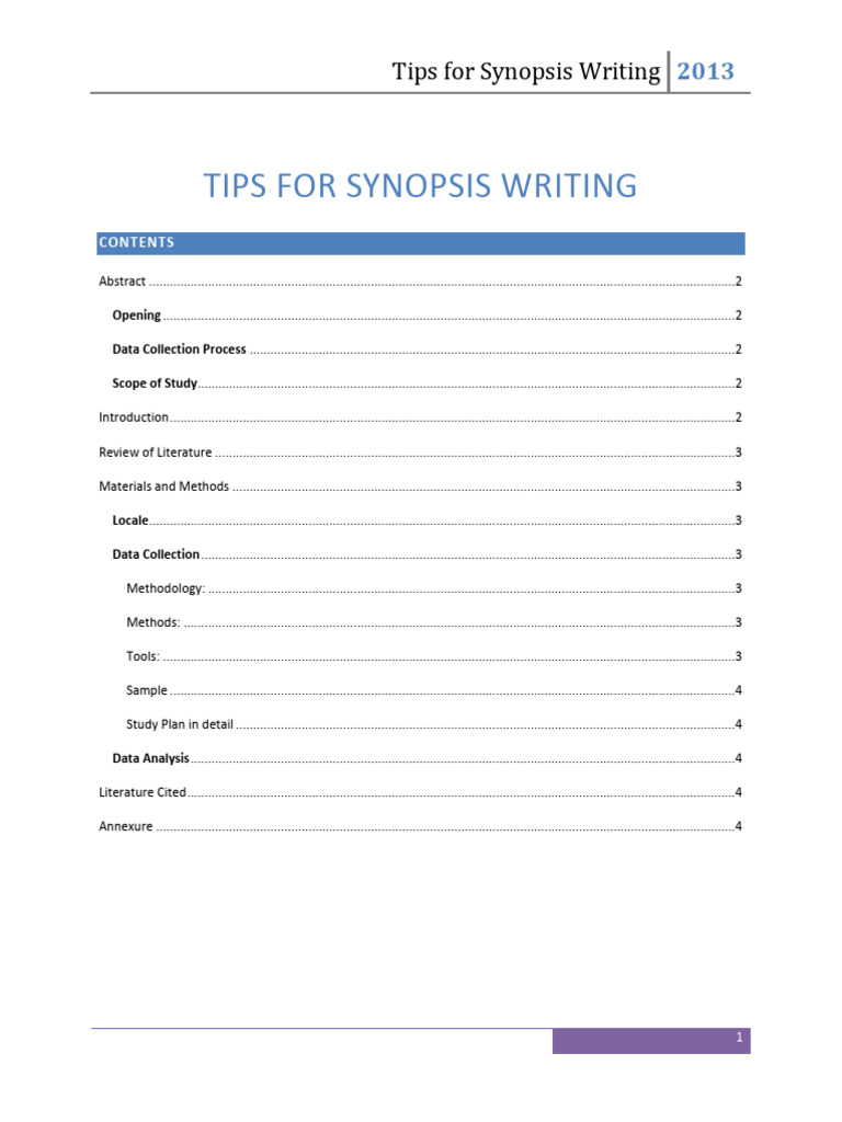 Effective Synopsis Writing Tips | PDF | Methodology | Anthropology
