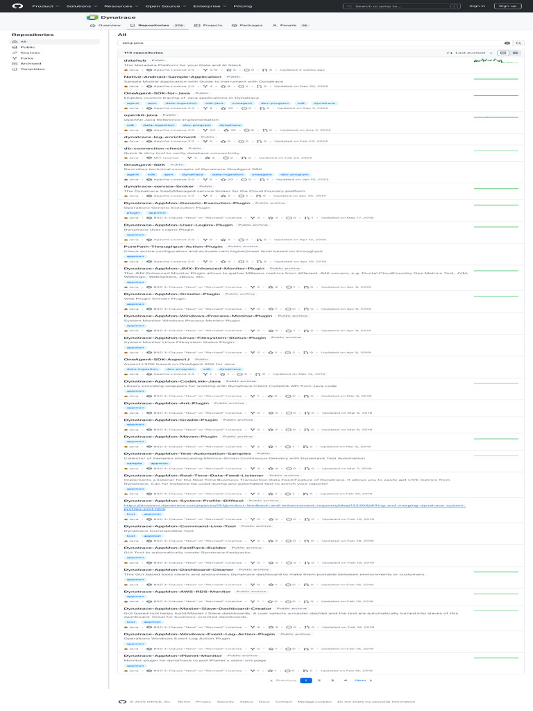 Dynatrace repositories · GitHub | PDF | Java (Programming Language) | Computing