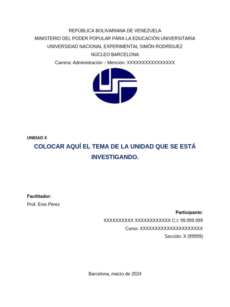 MODELO CARATULA DE INFORMES Y TRABAJOS | PDF