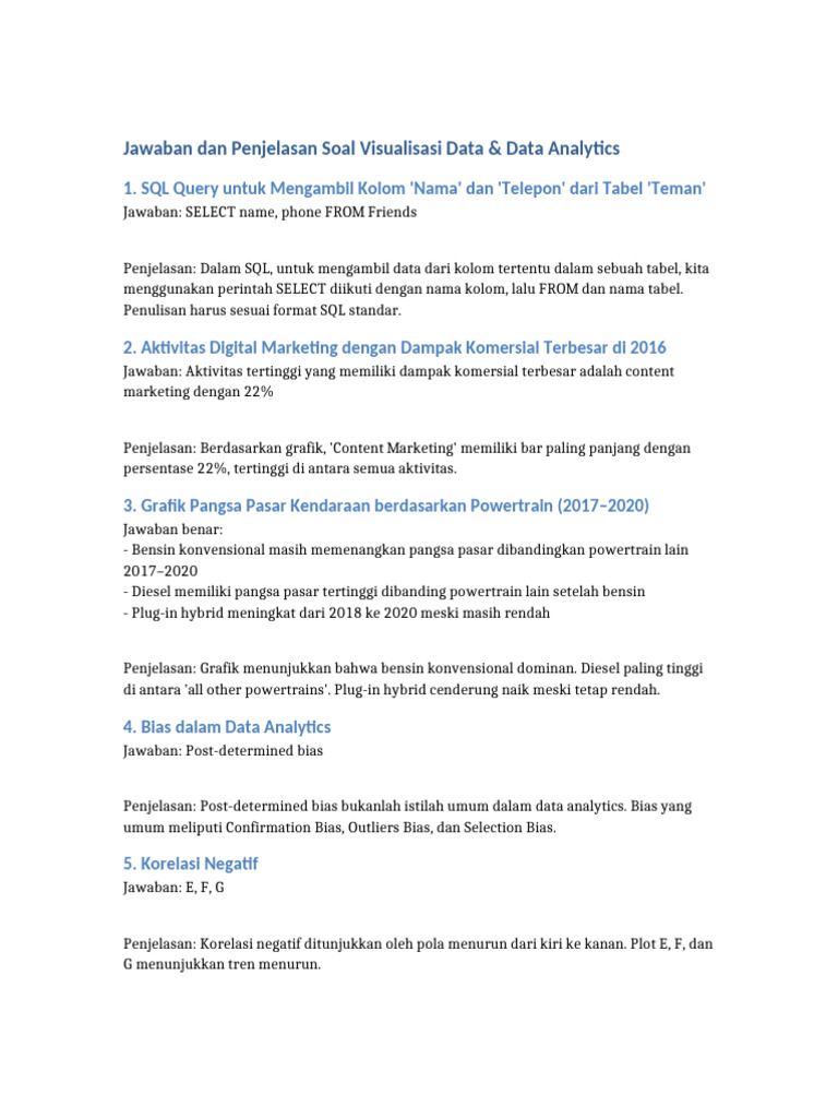 Jawaban Soal Visualisasi Data | PDF