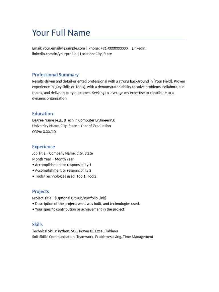 ATS-Friendly Resume Template | PDF