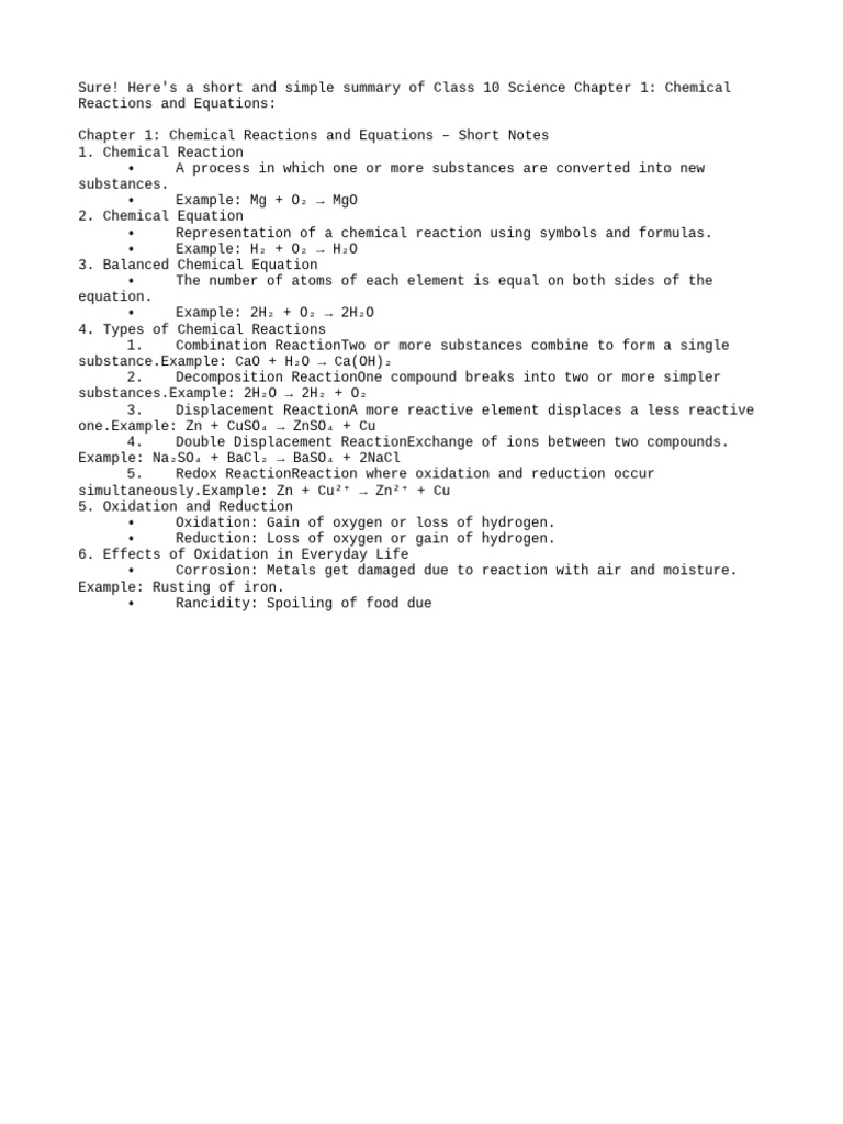 10th Class Chapter 1 Science Notes | PDF