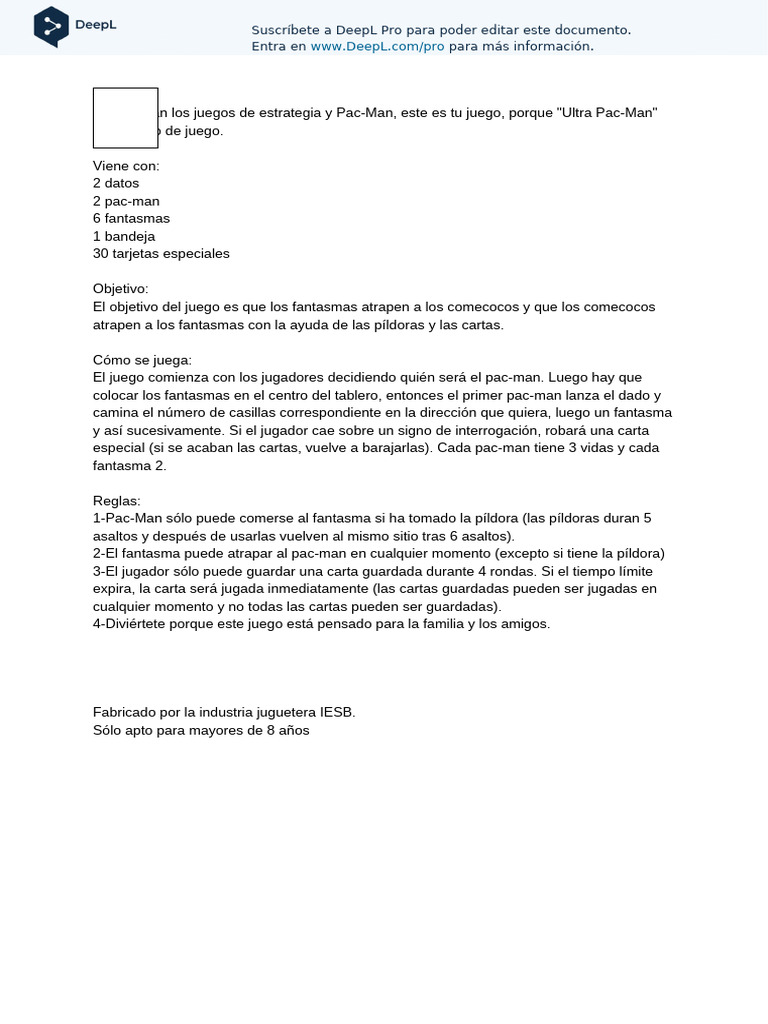 Instrucciones para Ultra Pac-Man | PDF