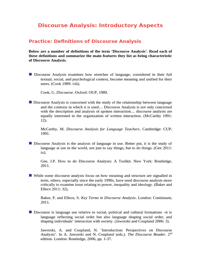 Unit 1 DA Practice Exercise | PDF | Discourse | Linguistics