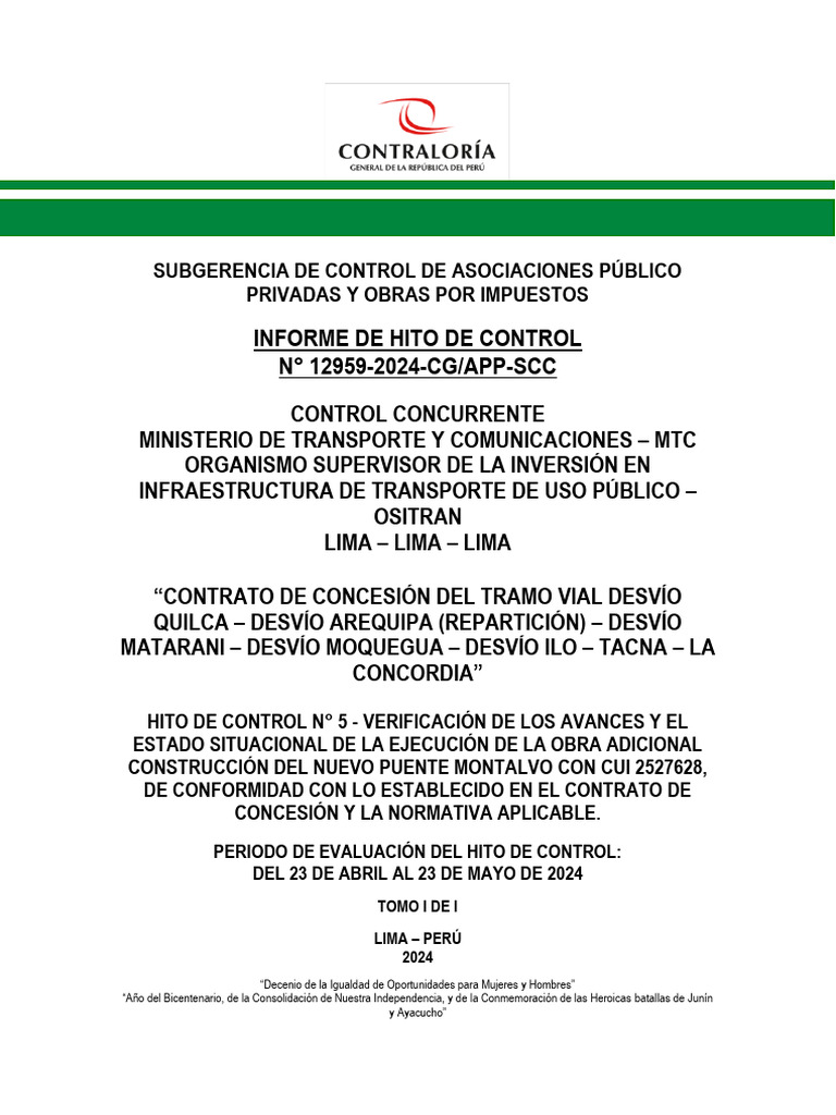 Informe de Hito 12959 2024 Publicado | PDF | Lima