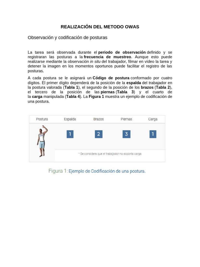 Método OWAS: Evaluación de Posturas Laborales | PDF