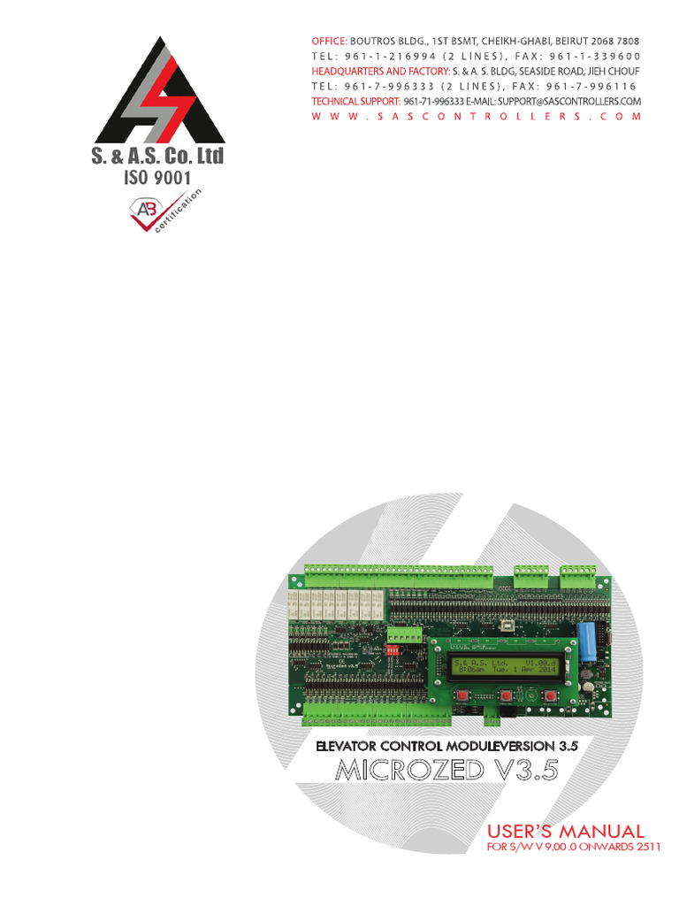 MicroZed-3.5 Operators Manual SW v9.00 | PDF | Elevator | Menu (Computing)