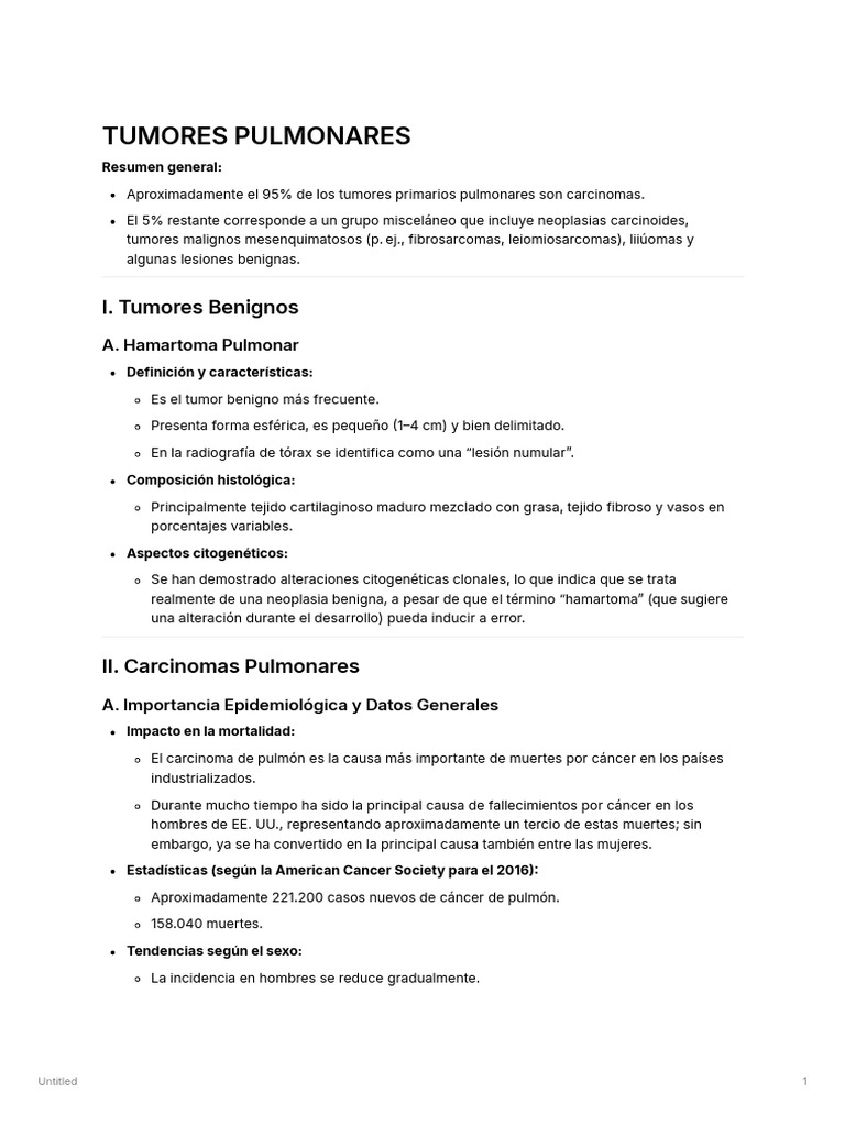 Tumores pulmonares | PDF | Cáncer de pulmón | Cáncer