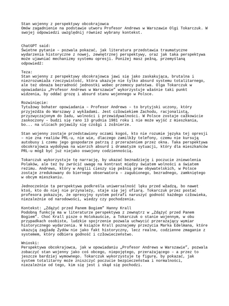 Pan Andrews W Warszawie | PDF