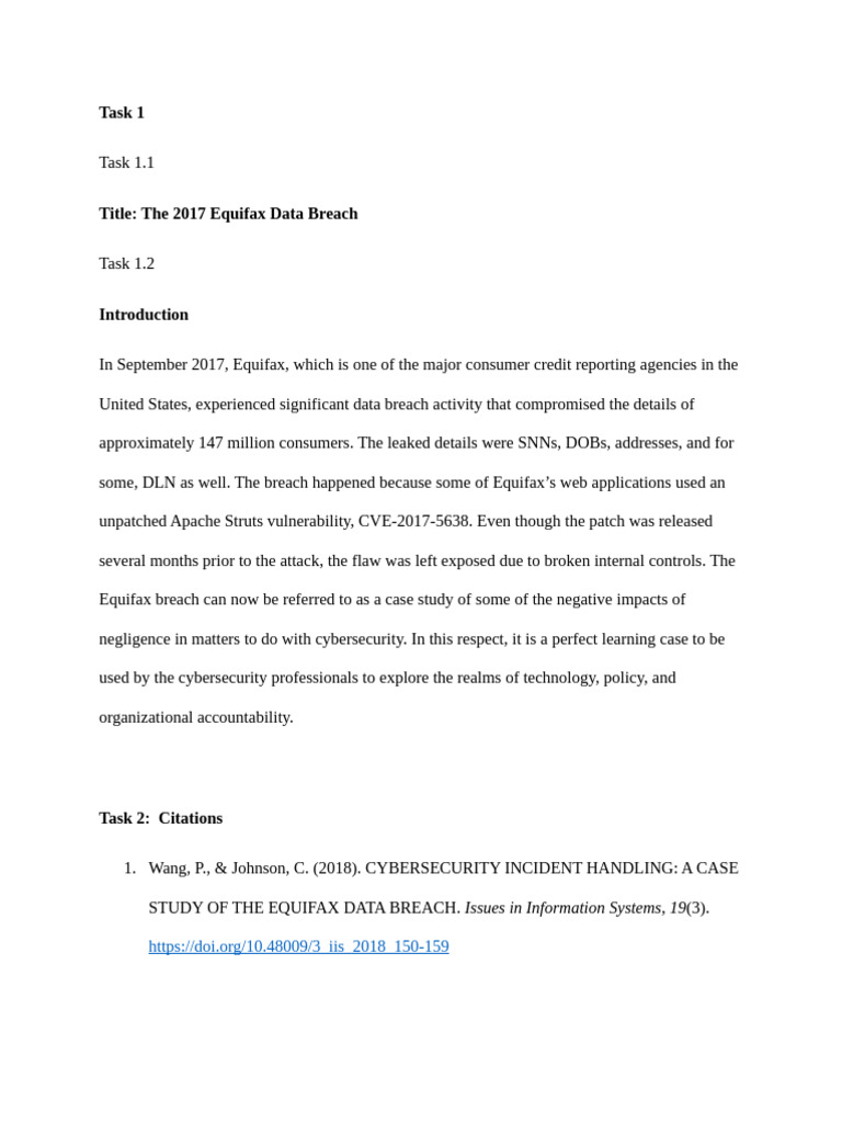 Case Study of The Equifax Data Breach | PDF | Computer Security | Security