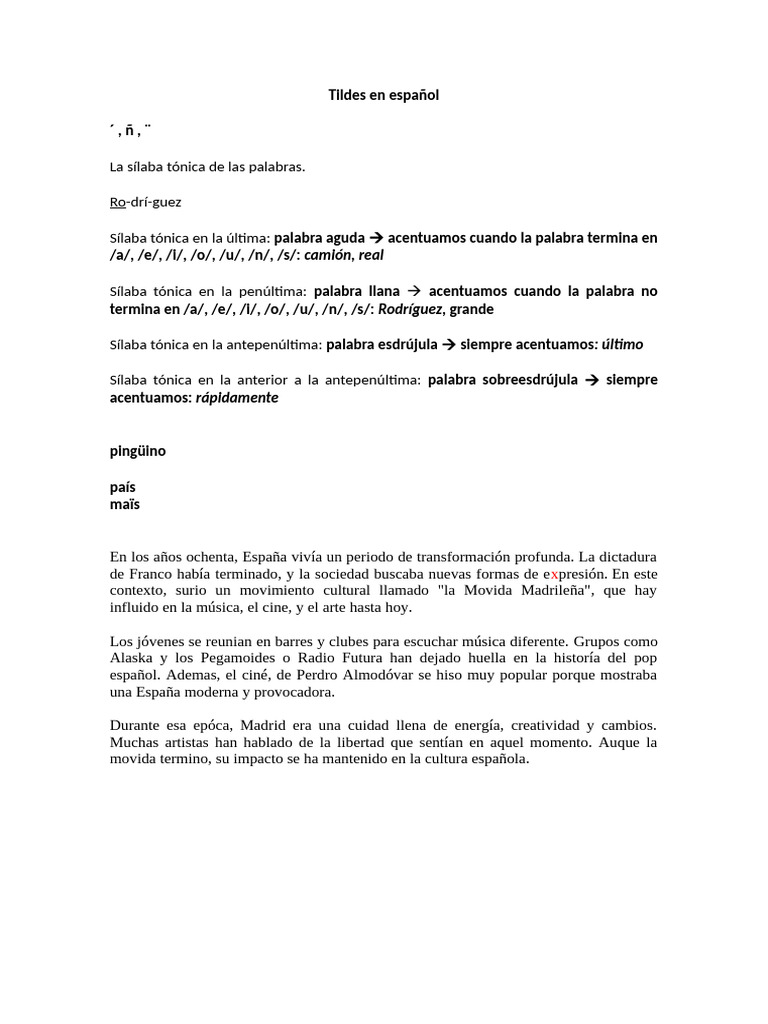Tildes en Español | PDF