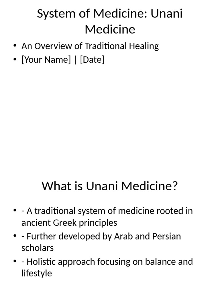 System of Medicine Unani Medicine Presentation | PDF