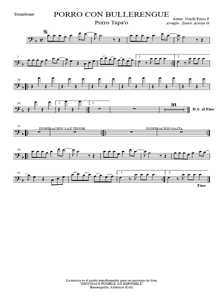Porro Con Bullerengue - Trombón | PDF