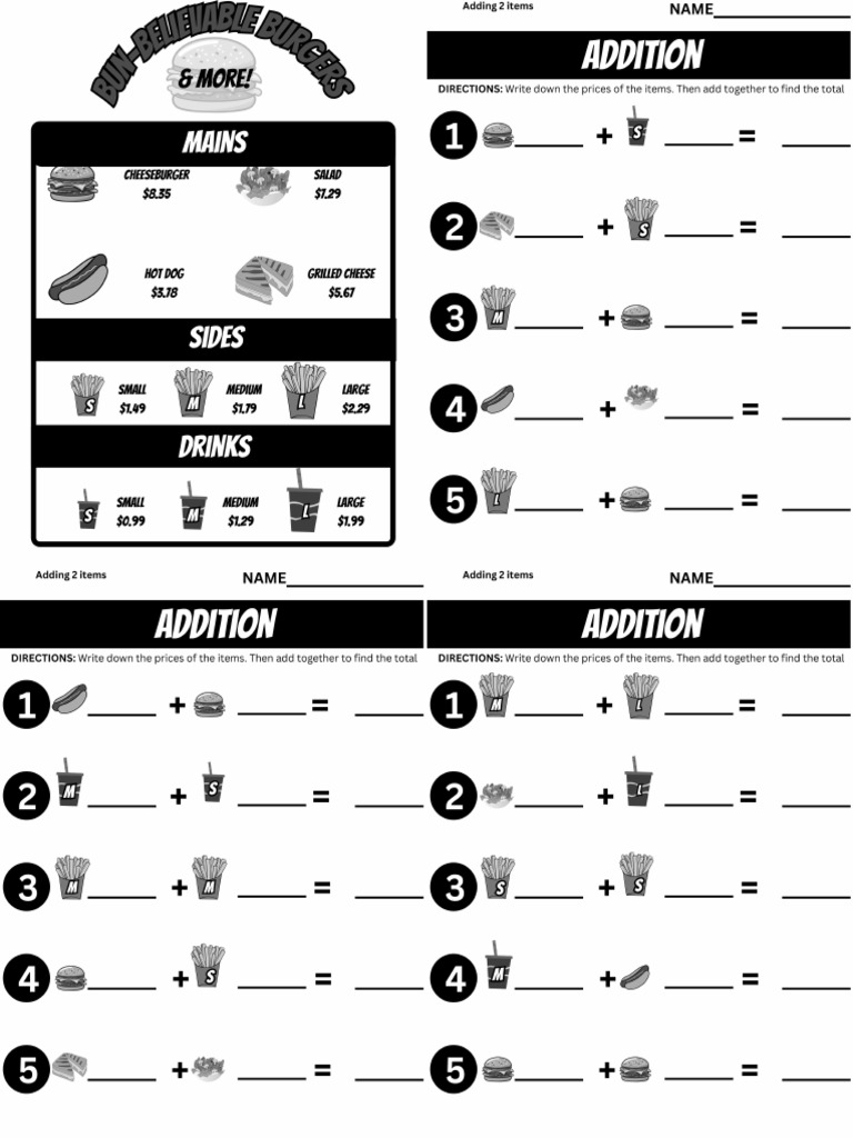 Addition Menu Items | PDF