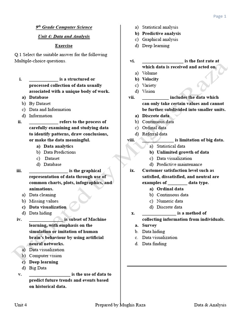 9th Computer Exercise Ch4 | PDF | Big Data | Data