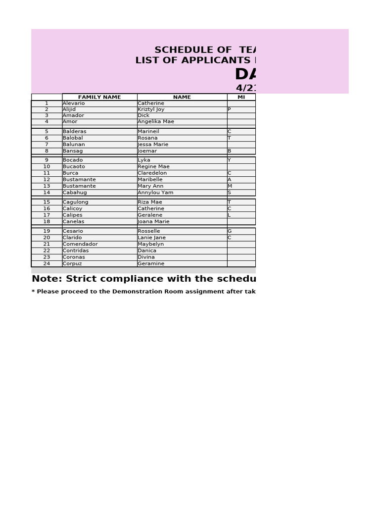 Teacher Reflection Schedule for Applicants | PDF