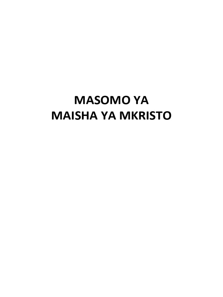 Masoma Ya Maisha Ya Mkristo | PDF
