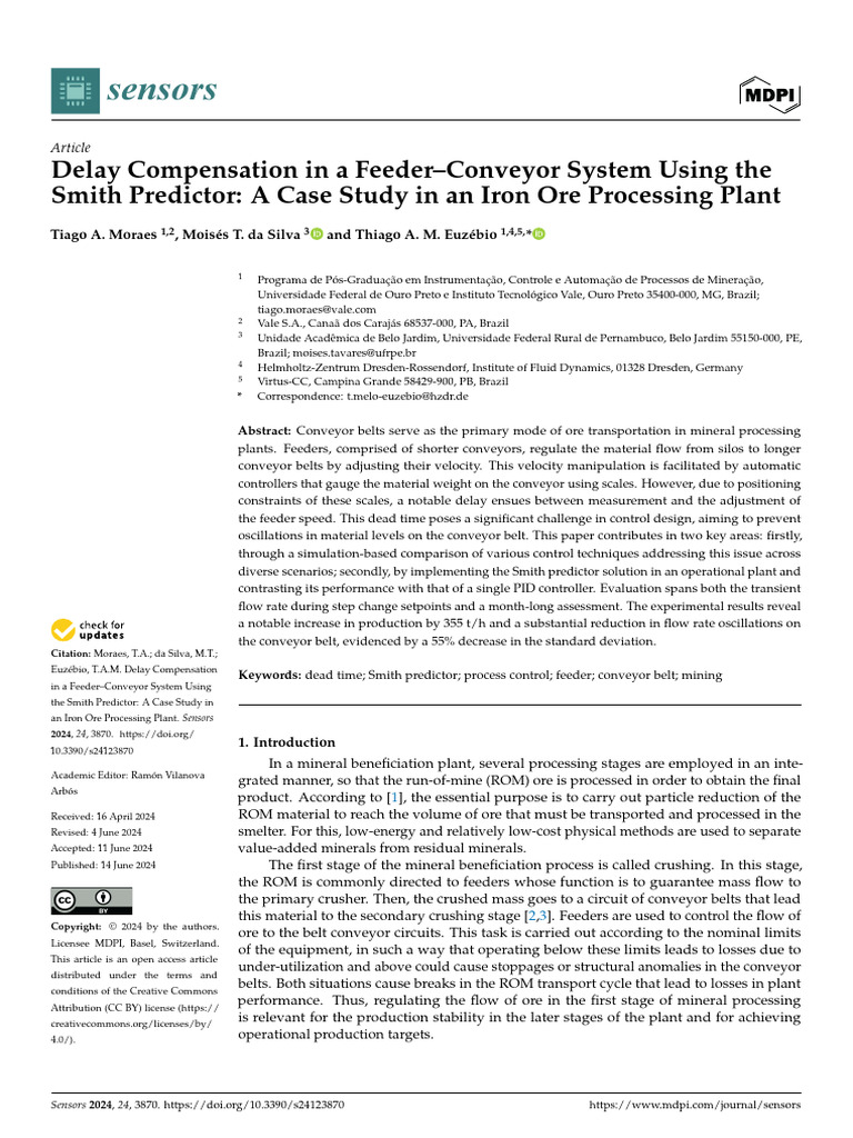 Delay Compensation in A Feeder-Conveyor System Using The Smith Predictor A Case Study in An Iron ...