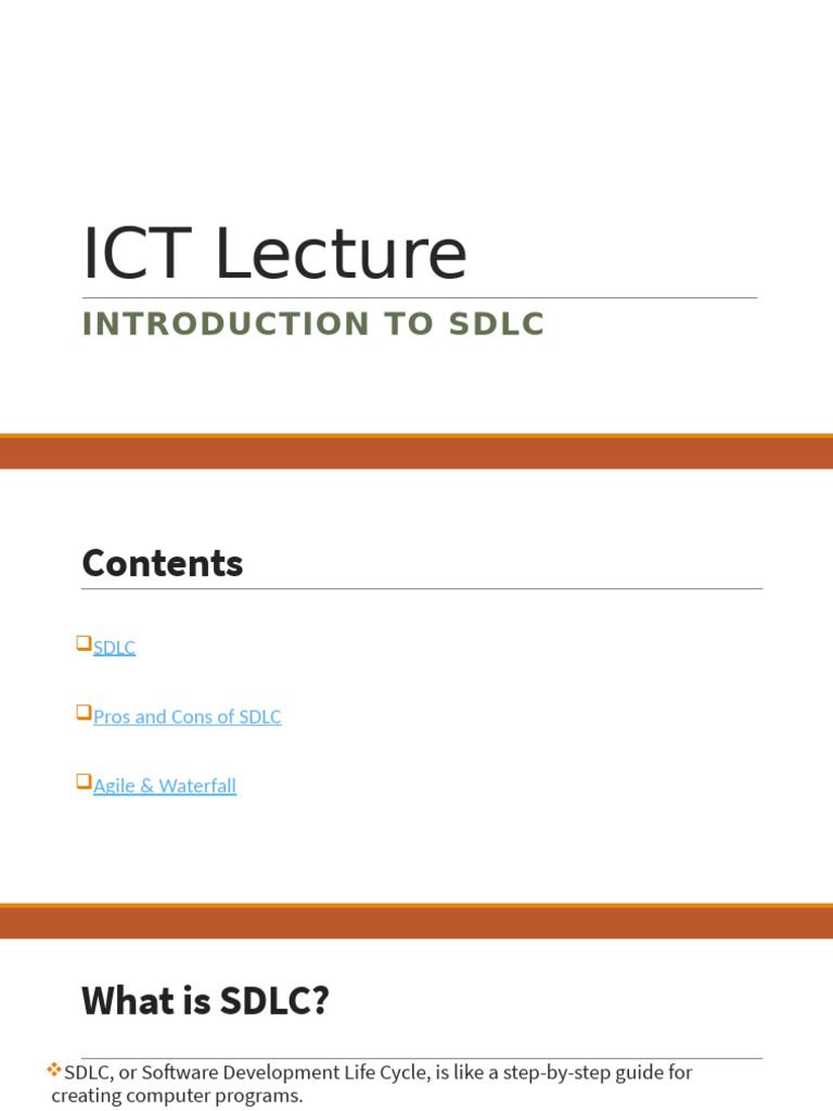 ICT Lecture SDLC, Agile Waterfall | PDF | Software Development Process ...