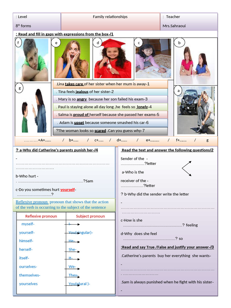 Family Relationships Lesson for 8th Grade | PDF | Pronoun