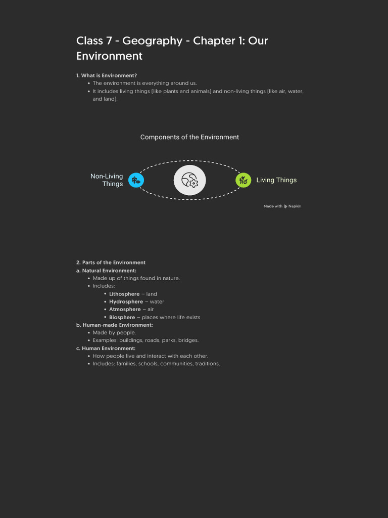 Class 7 Geography: Our Environment Overview | PDF | Natural Environment ...