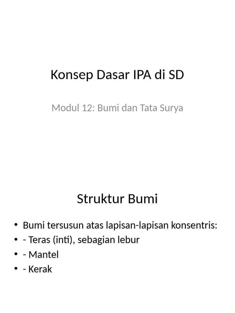 Konsep Dasar IPA untuk SD Modul 12 | PDF