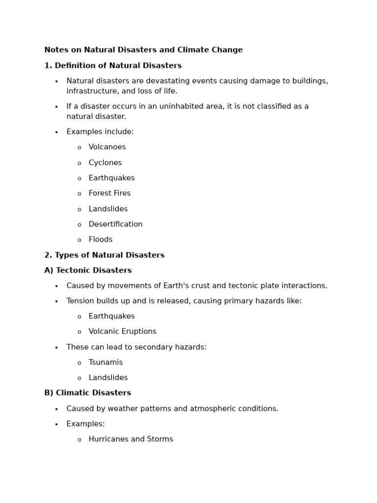 Notes on Natural Disasters and Climate Change | PDF | Climate Change ...