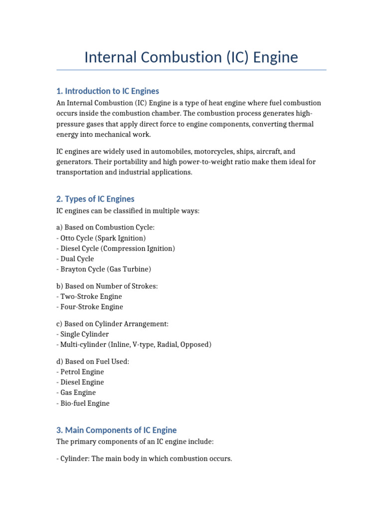 Internal Combustion Engine Content | PDF | Internal Combustion Engine ...