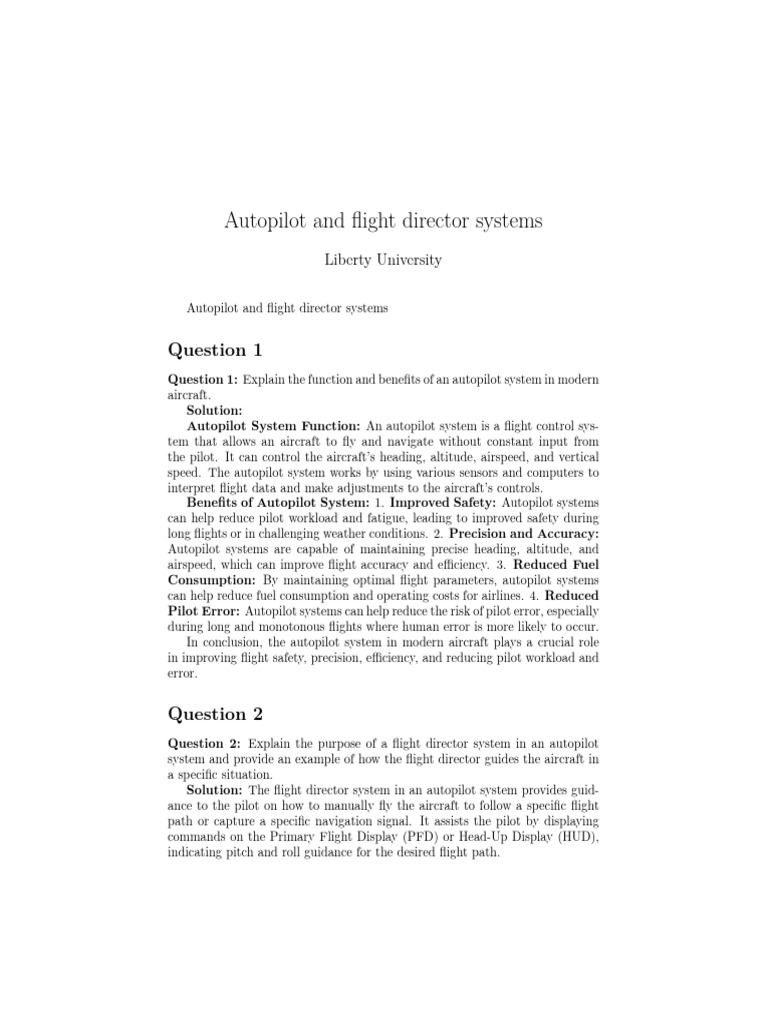 Autopilot vs Flight Director Systems | PDF | Aerospace | Aircraft