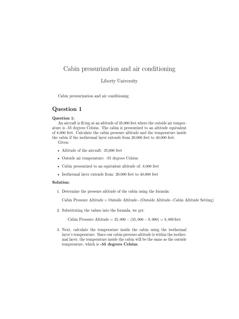 Cabin Pressure and Temperature Analysis | PDF | Atmospheric Pressure ...