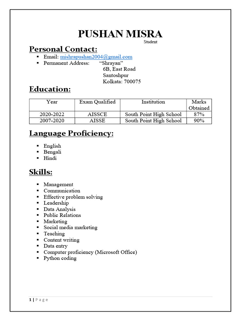 Pushan CV | PDF