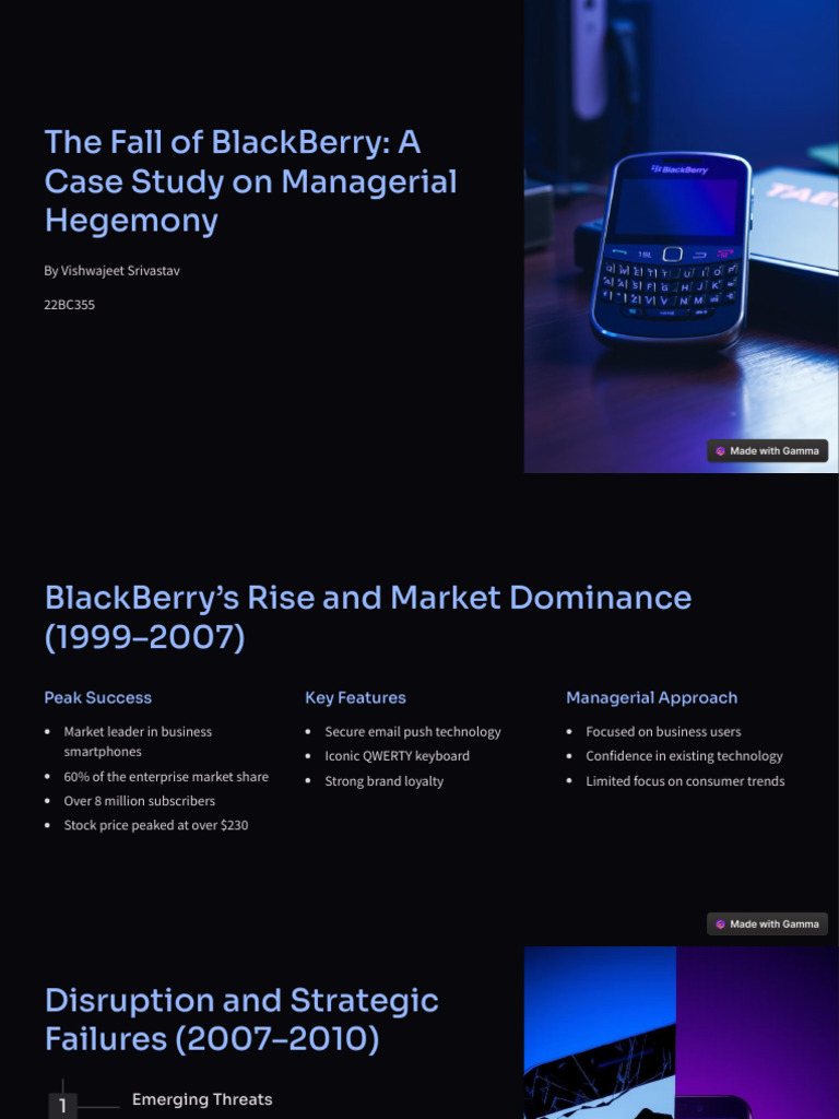 The Fall of BlackBerry A Case Study On Managerial Hegemony | PDF | Blackberry | Android ...
