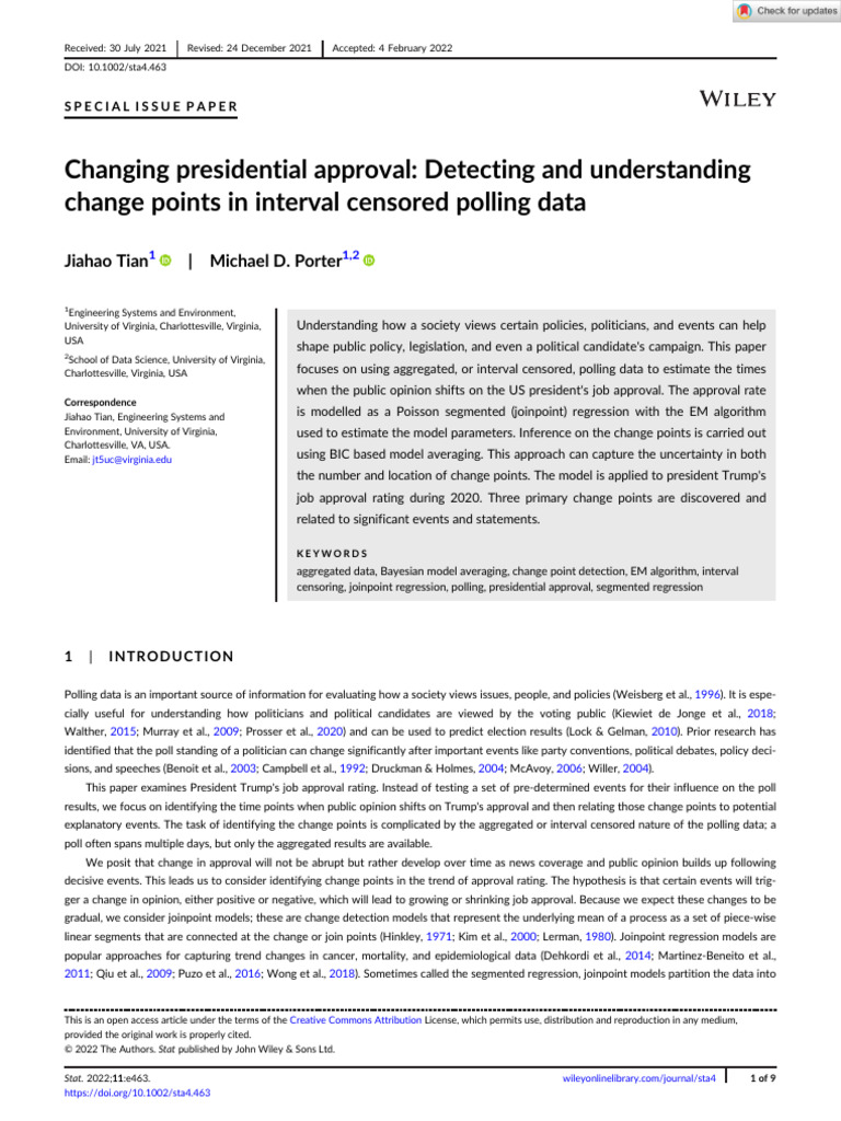 2 073 Changing presidential approval Detecting and understanding change ...