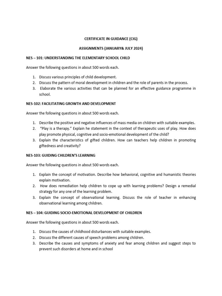 CIG Assignments 2024 PDF | PDF