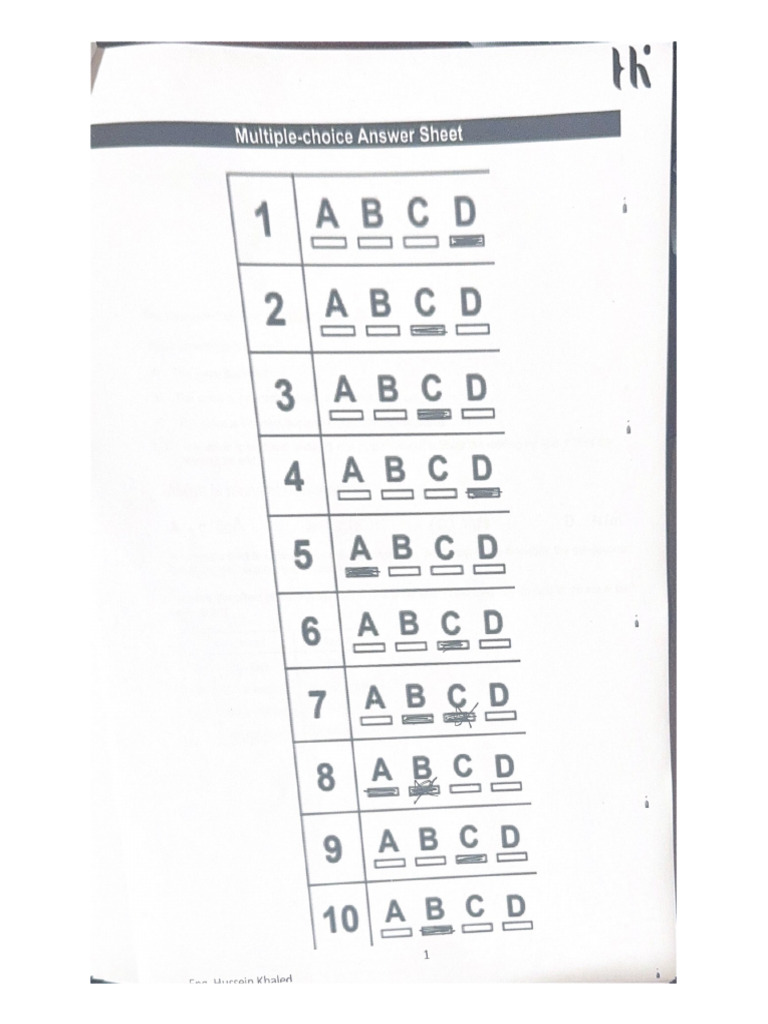 Multiple-Choice Answer Sheet | PDF