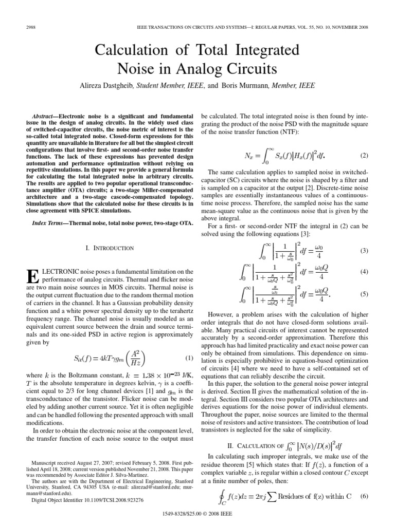 Total Integrated Noise in Analog Circuits | PDF | Eigenvalues And ...