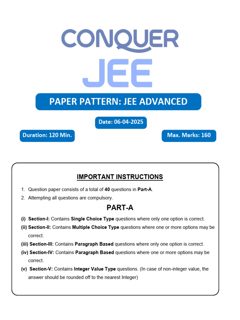JEE Advanced 2025 Paper Pattern Overview | PDF | Thermal Expansion ...