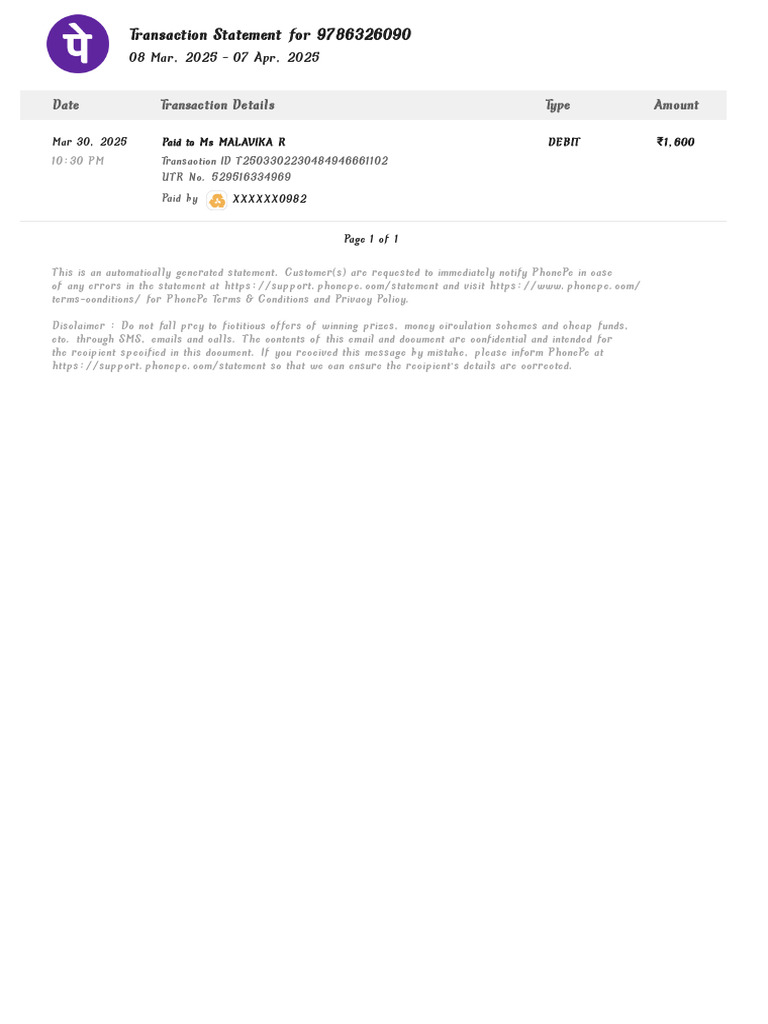 PhonePe Statement Mar2025 Apr2025 | PDF