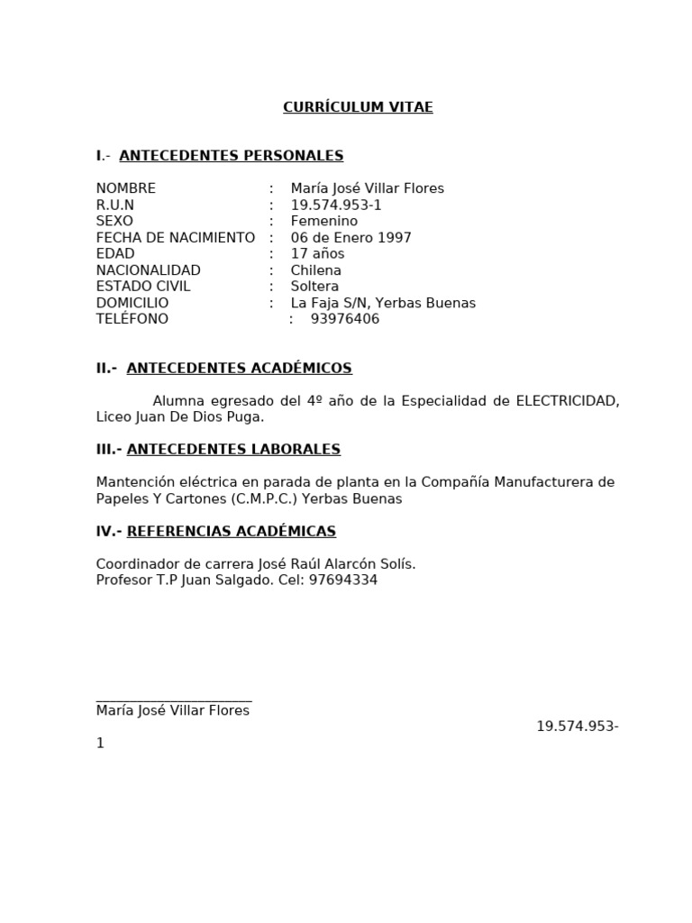 CURRICULUM VITAE Maria Jose | PDF