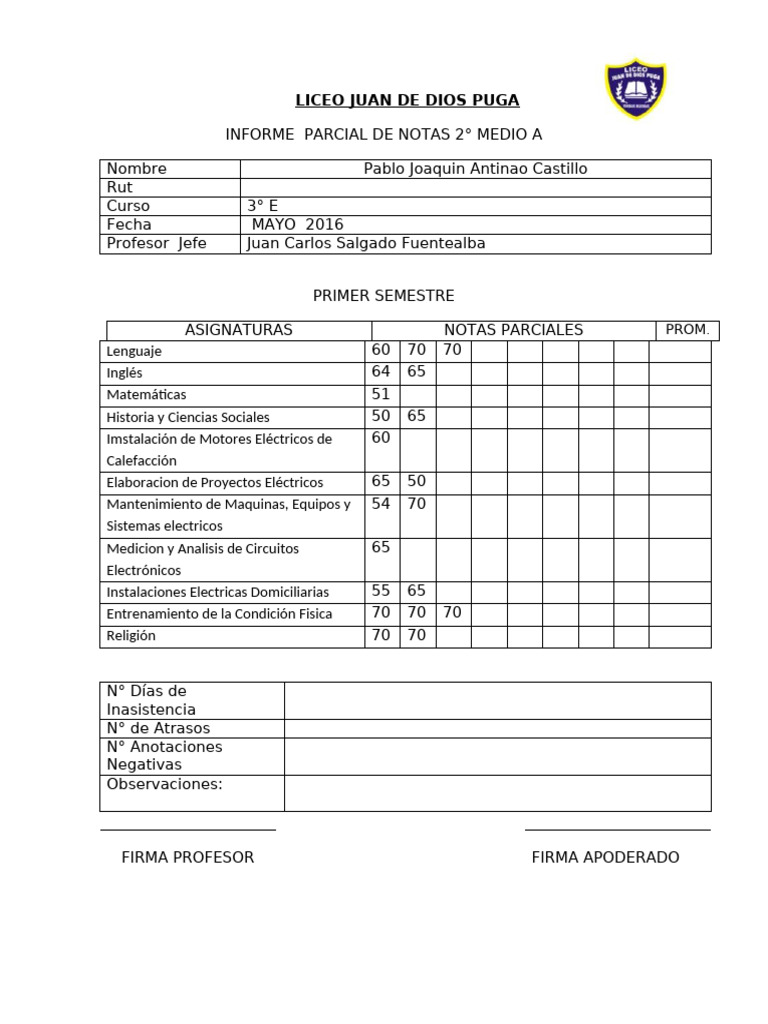 Informe Notas | PDF