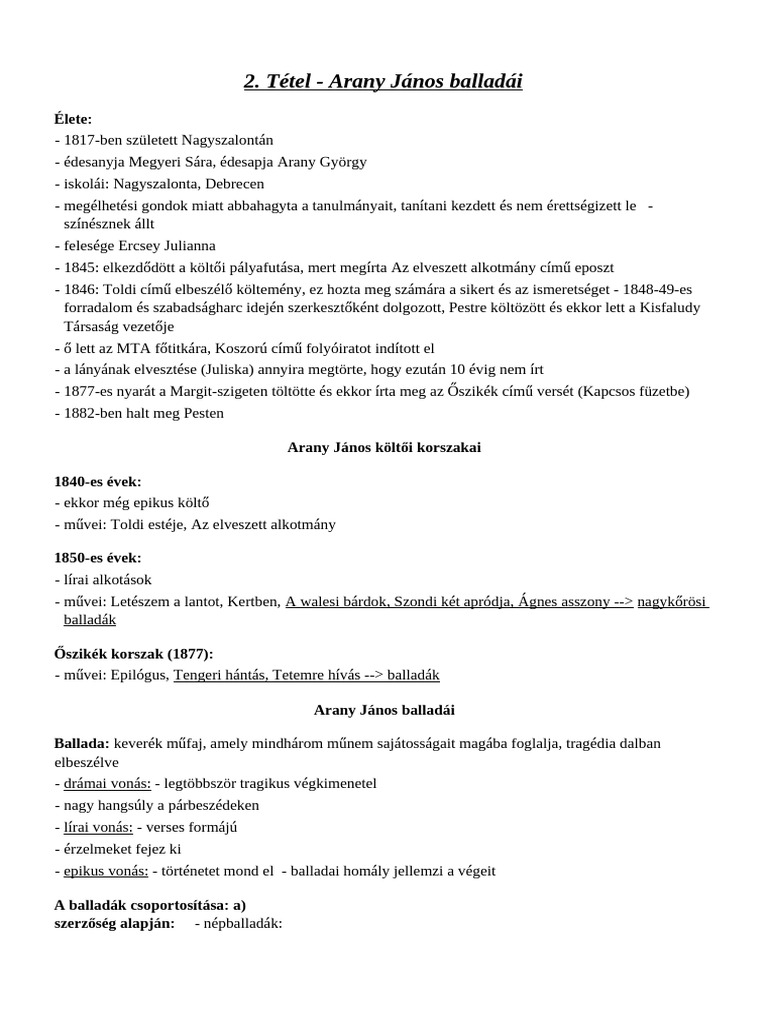 Arany János balladái | PDF