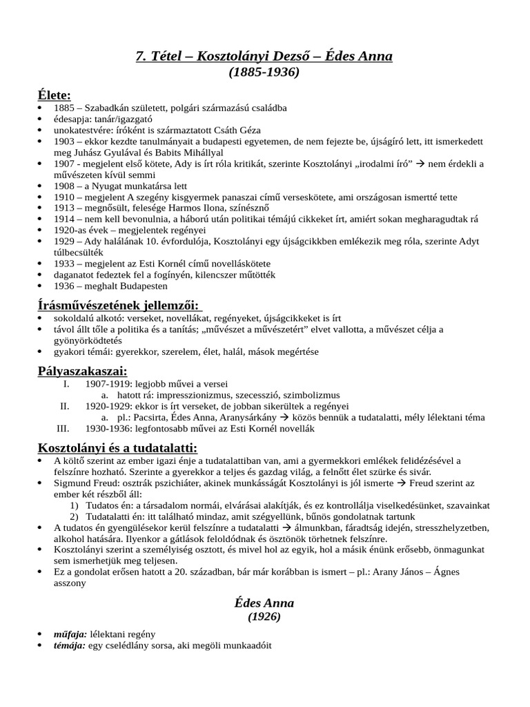 Kosztolányi Dezső - Édes Anna | PDF
